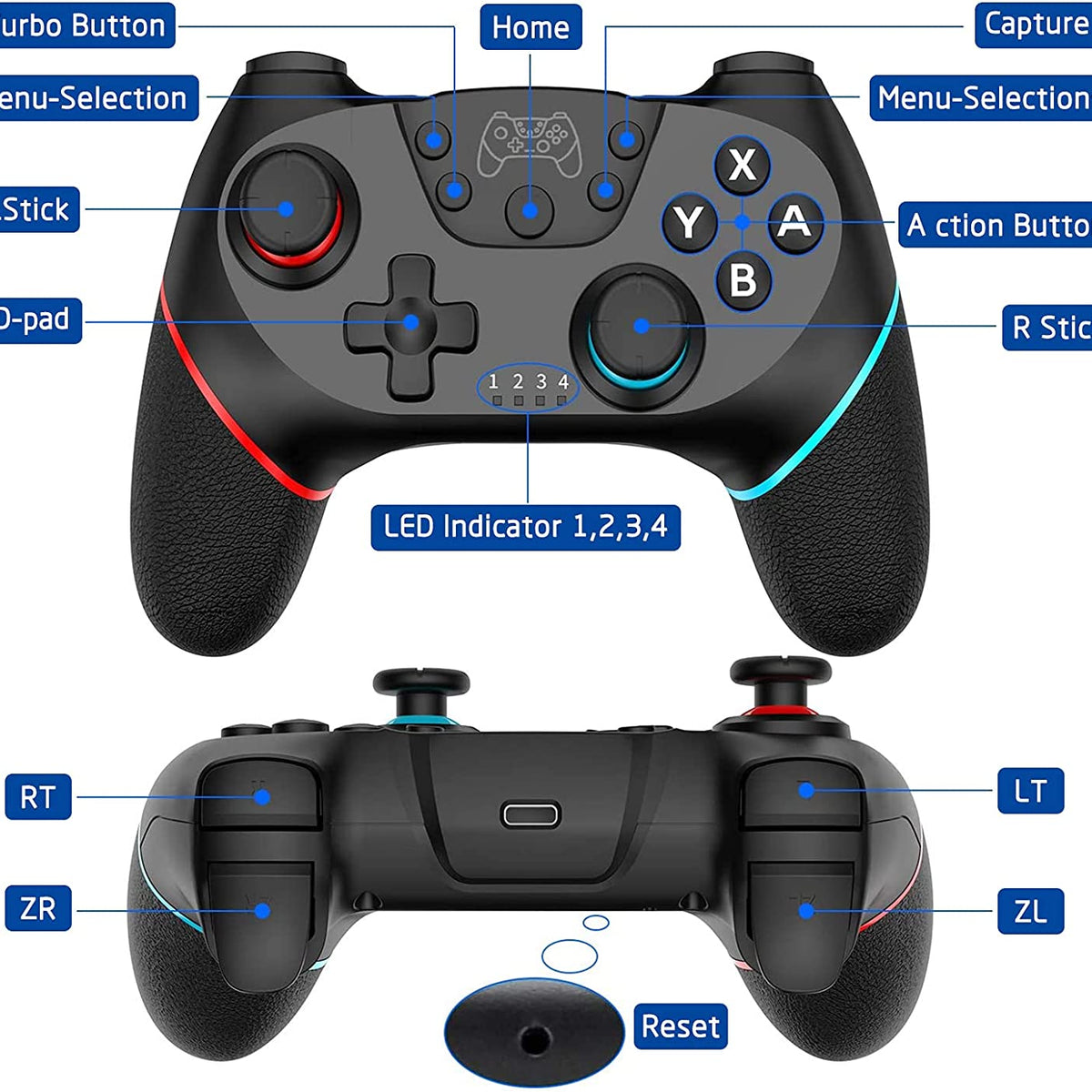 Games Switch Controller for Nintendo, Rechargeable Remote Wireless Swi – Pattan Australia