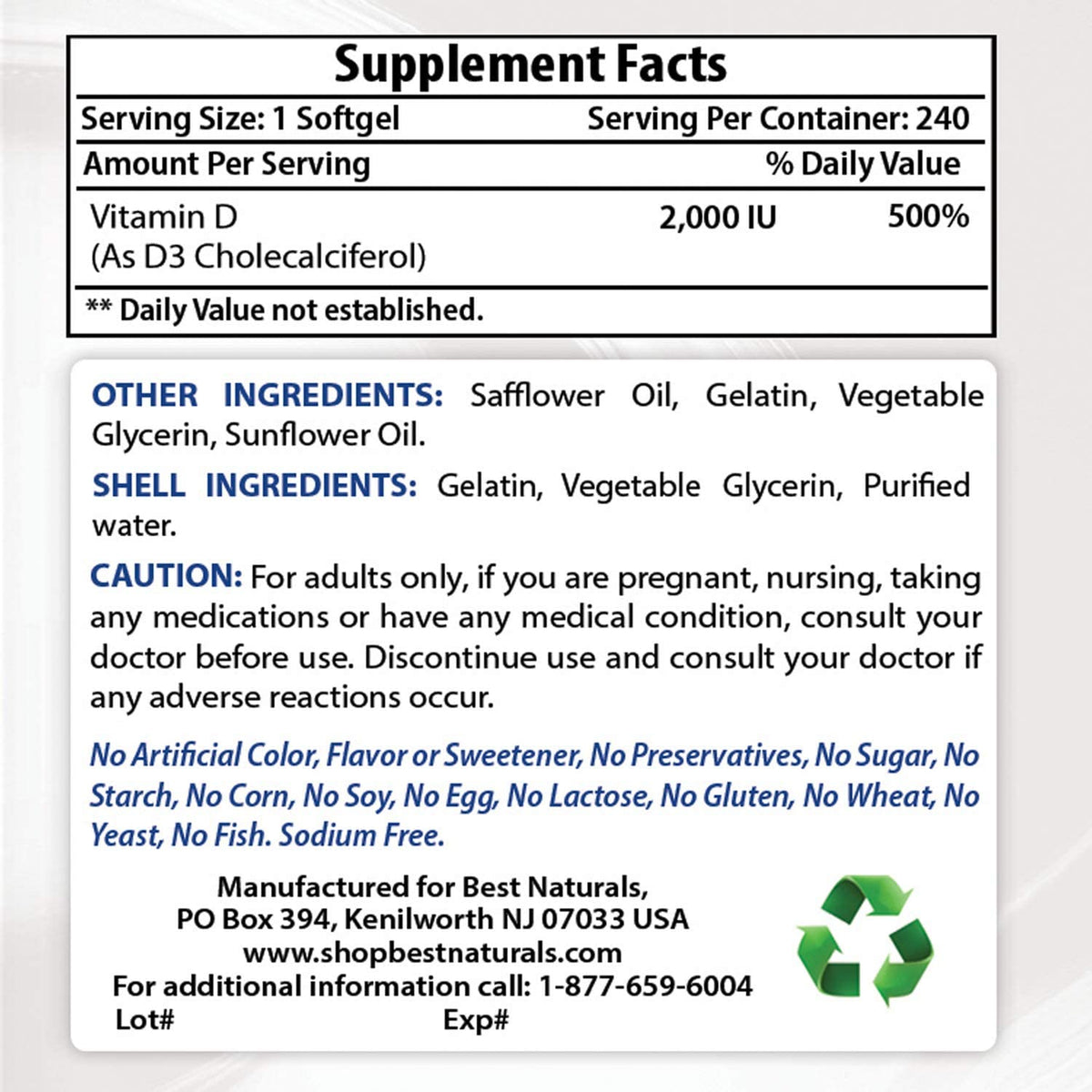 Vitamin D3 2000 IU 240 Softgels – Pattan Australia