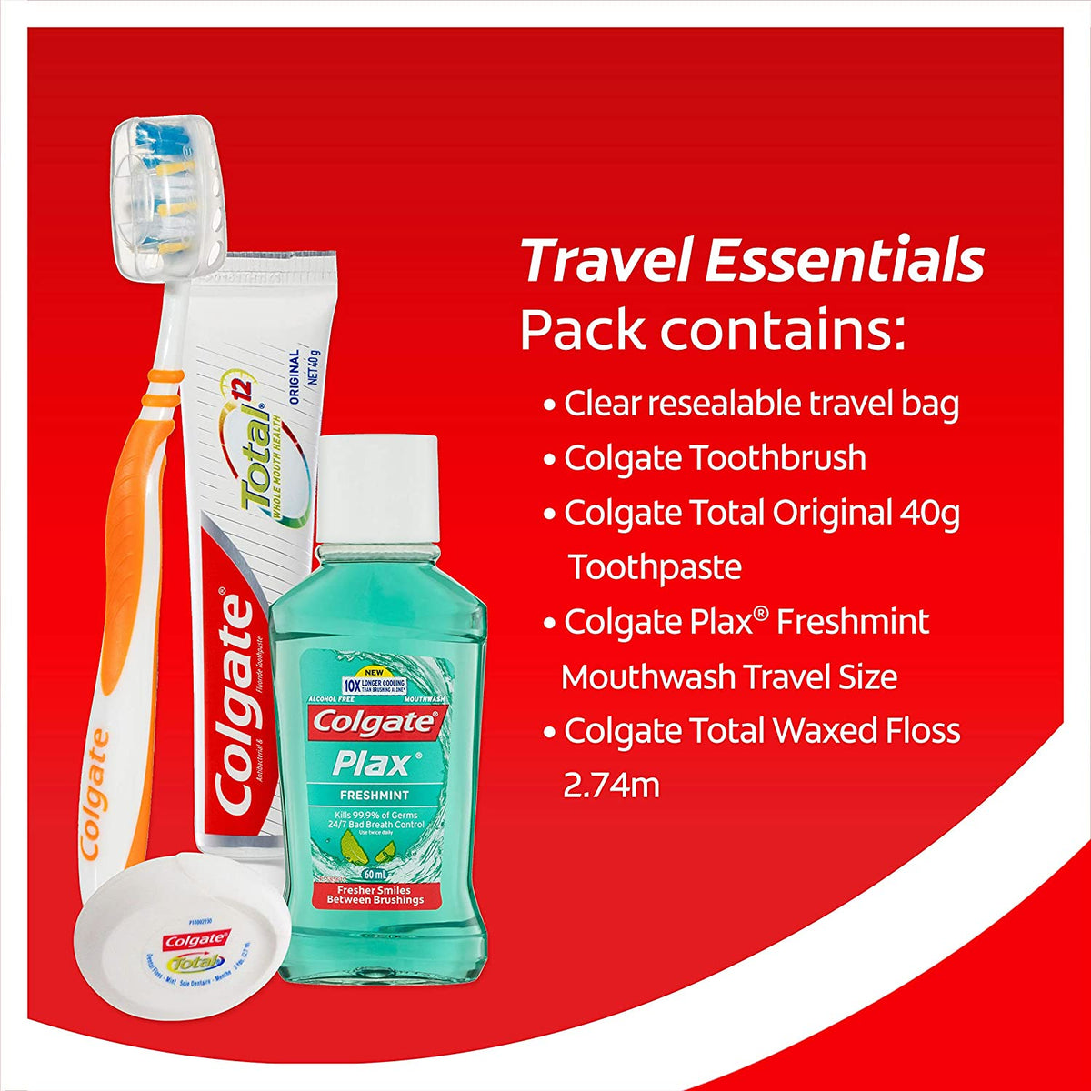 Travel Essentials Kit, 1 Pack, Toothbrush, Toothpaste, Mouthwash, – Pattan Australia