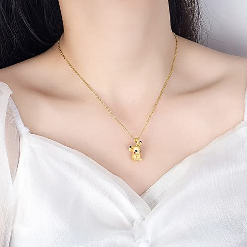 Gold 3D Anime Clavicle Necklace Happy Lucky Animal Pendant for Women G ...