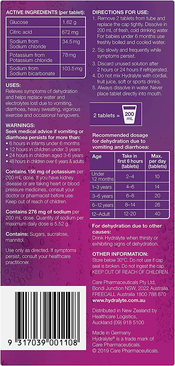 Effervescent Electrolyte Tablets Apple Blackcurrant Flavoured 40 Table ...