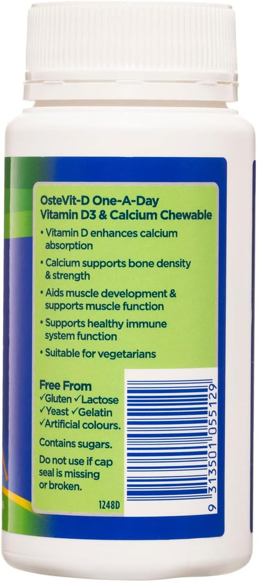 and Calcium One-A-Day Vitamin D3 60 Chewables Tablets – Pattan Australia