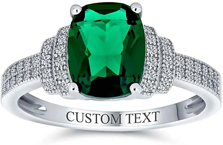 Rectangle Green Simulated Emerald Cut Statement Ring for Women – Pattan ...