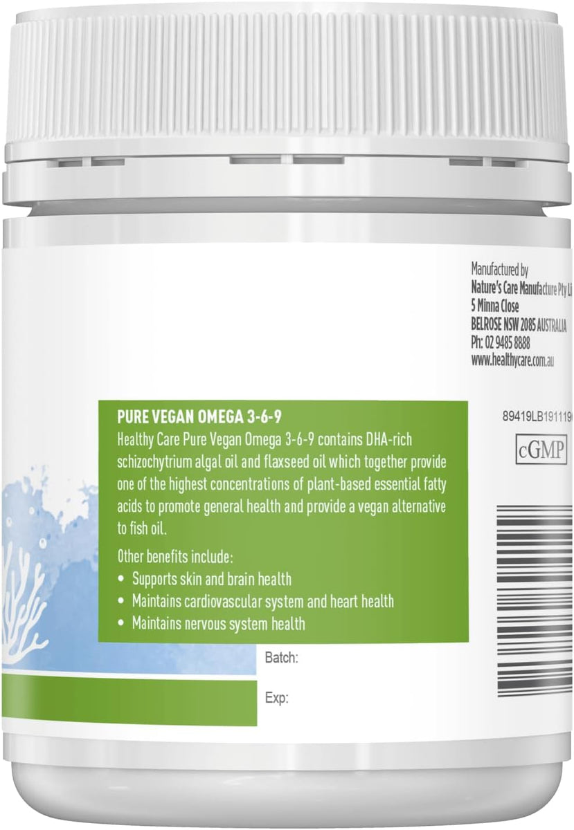 Pure Vegan Omega 3-6-9 Capsules, Green, 60 Count (Pack of 1) – Pattan ...