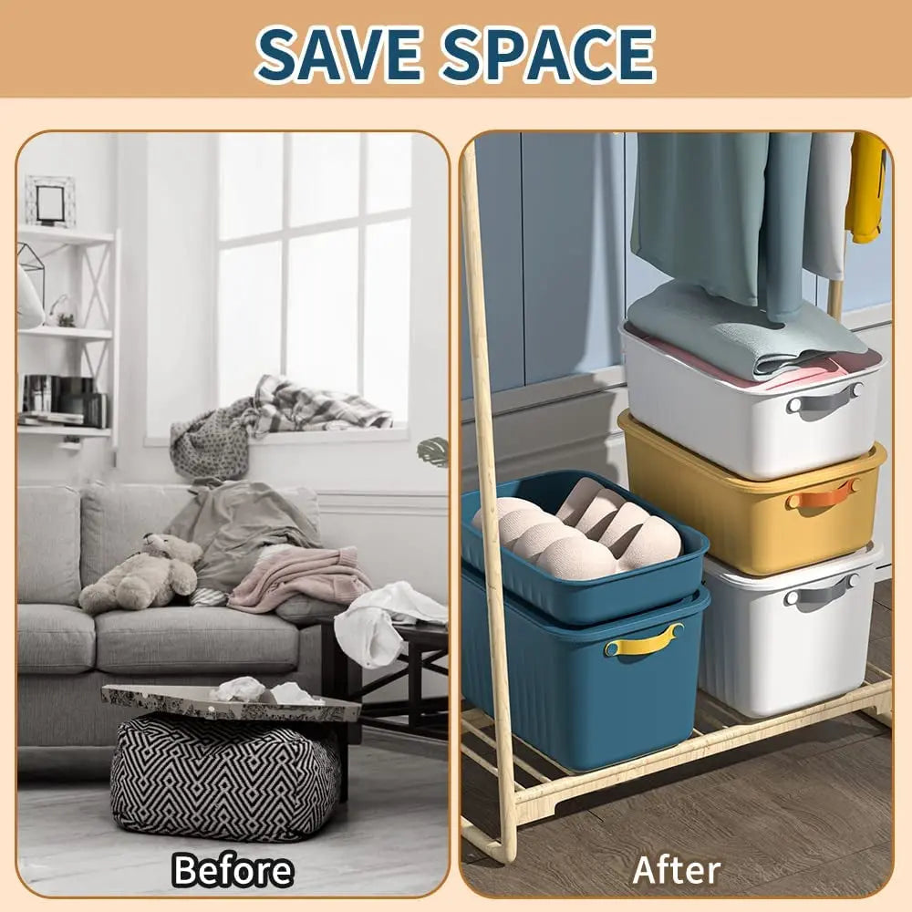 8 Piece Plastic Storage Basket, Multiple Colour Storage Boxes with ...