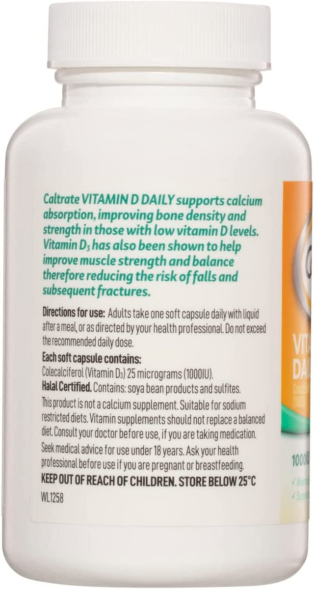 Vitamin D Daily, 1000IU of Vitamin D3, 180 Soft Capsules – Pattan Australia