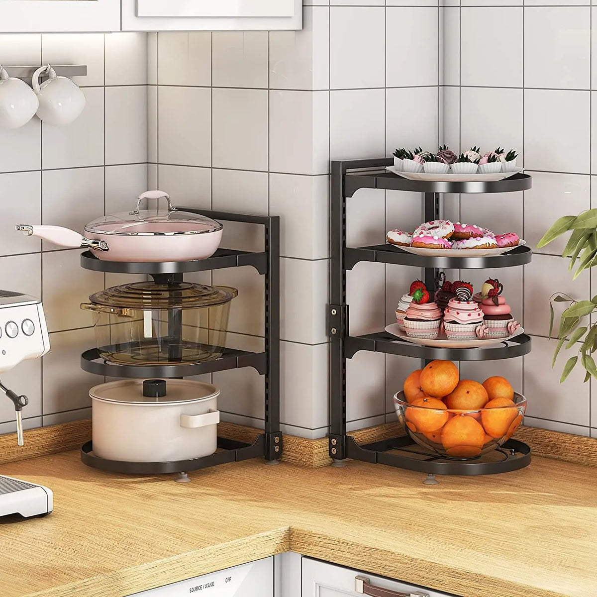 6 Tier Rack,Pan Organizer for Cabinet or Countertop, Adjustable ...