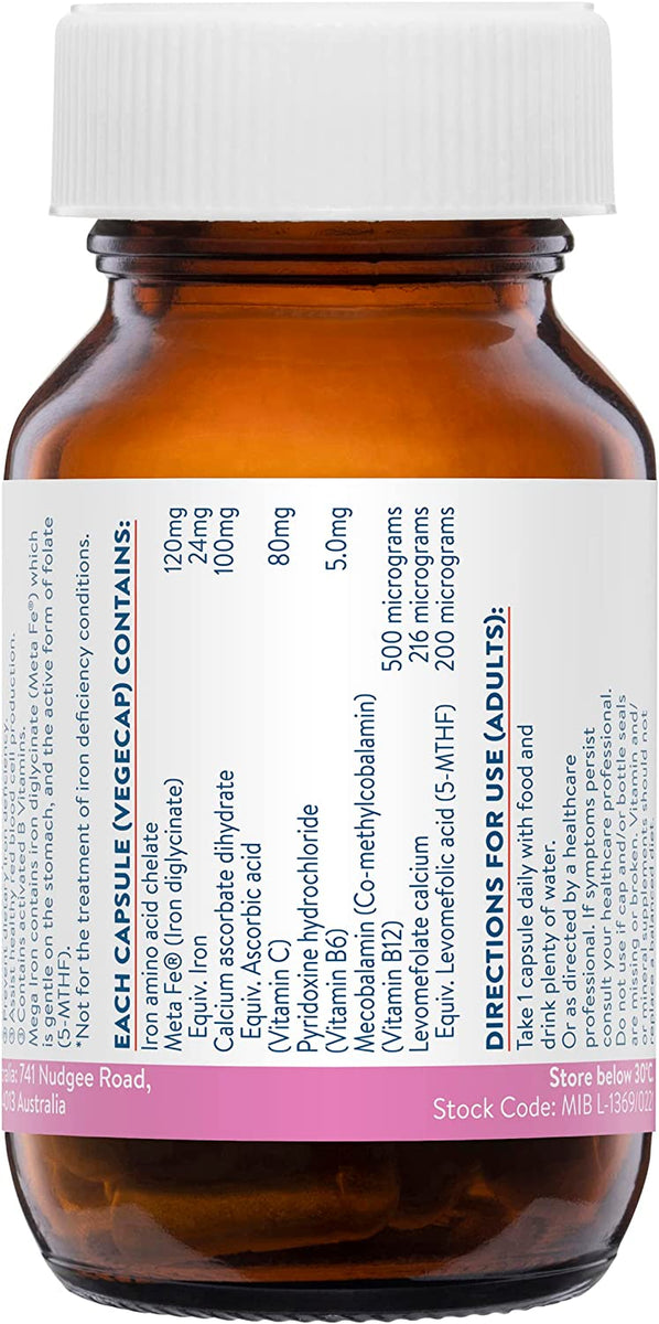 Mega Iron with Activated B Vitamins, 30 Capsules – Pattan Australia
