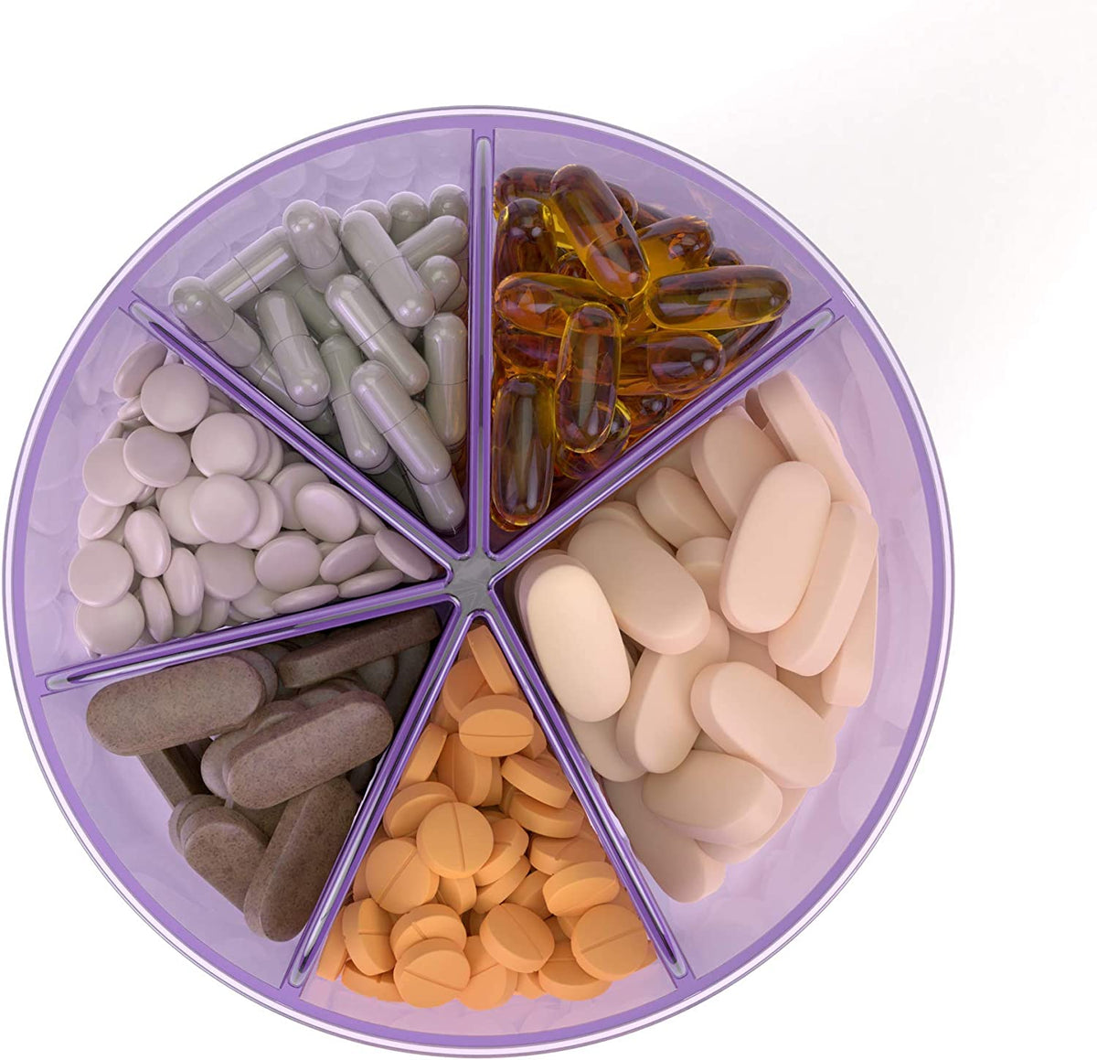 Vitamin Organizer │ Vitamin and Supplement Storage │6 Compartments, As ...