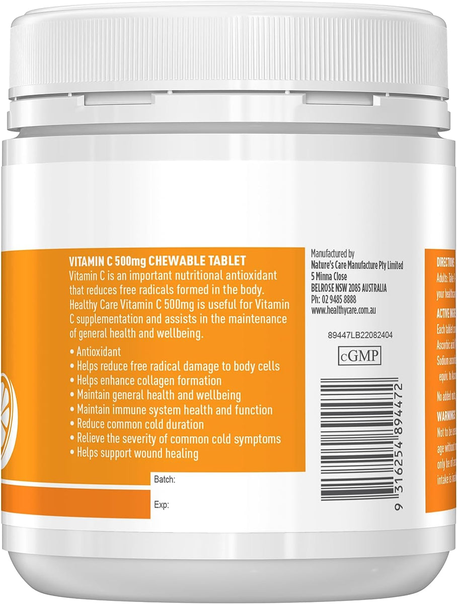 Vitamin C 500Mg - 300 Chewable Tablets | Supports Immune System ...