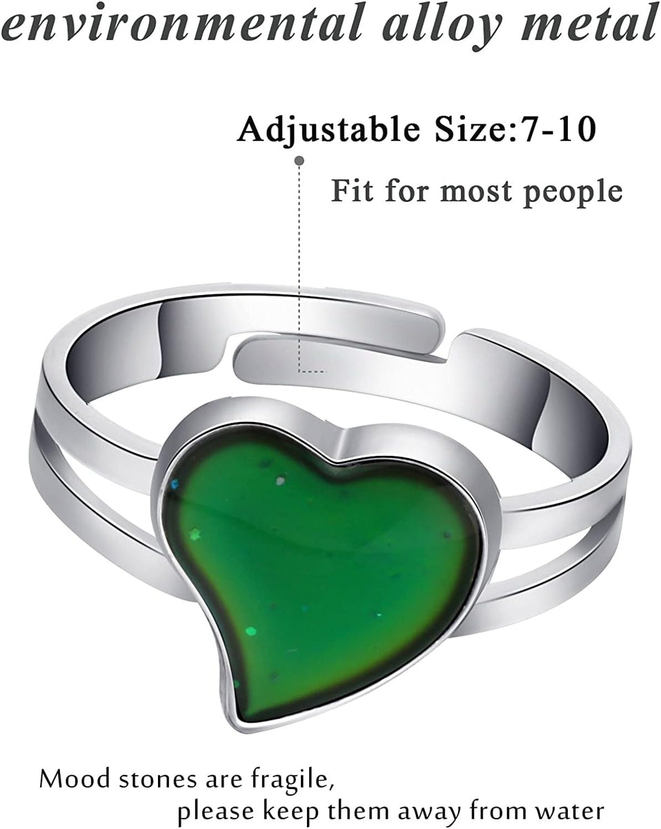 3PCS Mood Ring for Girls Adjusable Size Color Changing Ring Set for Wo ...