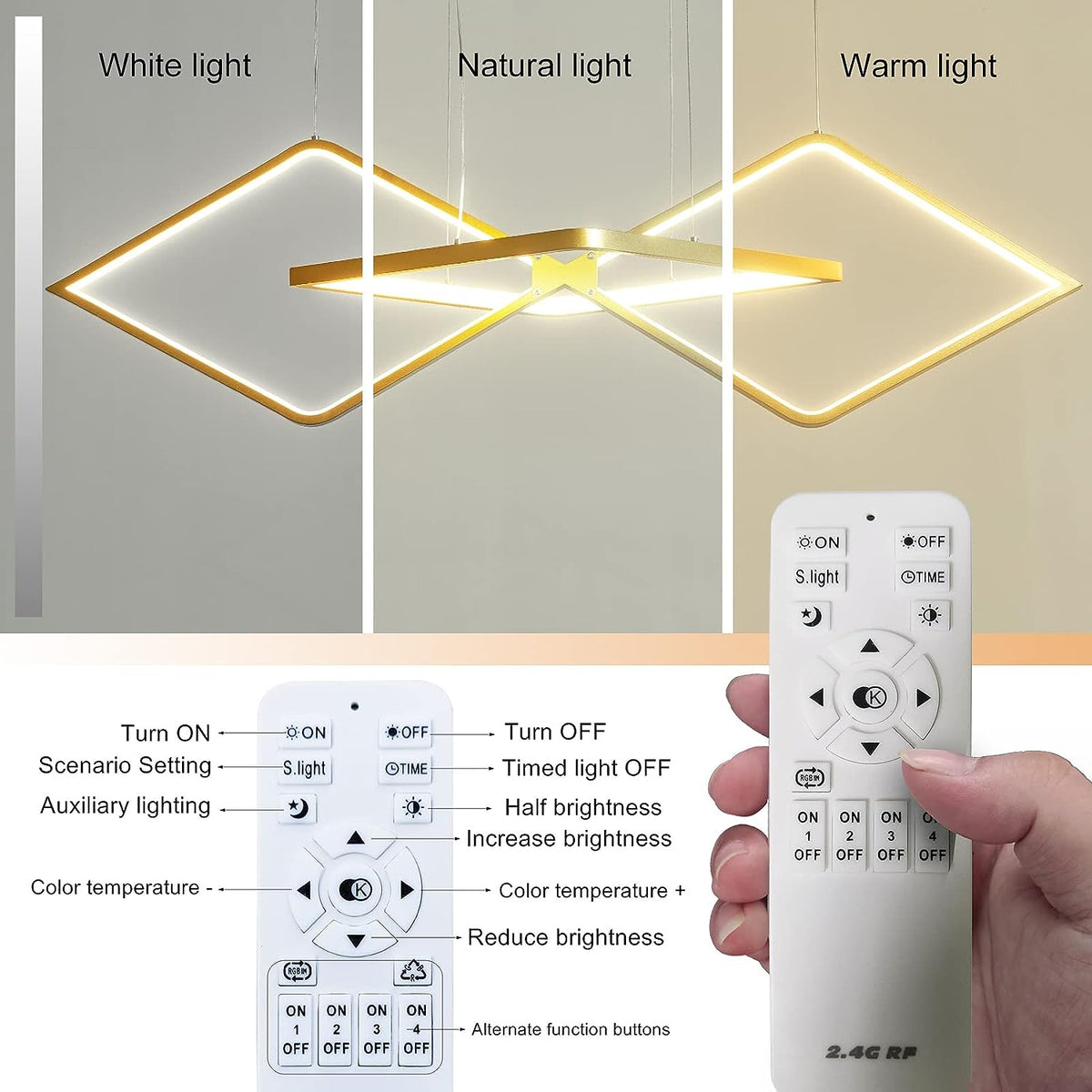 Modern LED Pendant Chandelier Lighting with Remote Control and Smart L ...