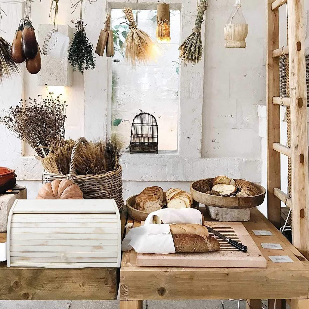 Bread Box - Bamboo Bread Bin for Kitchen Countertop Large Capacity Bre ...