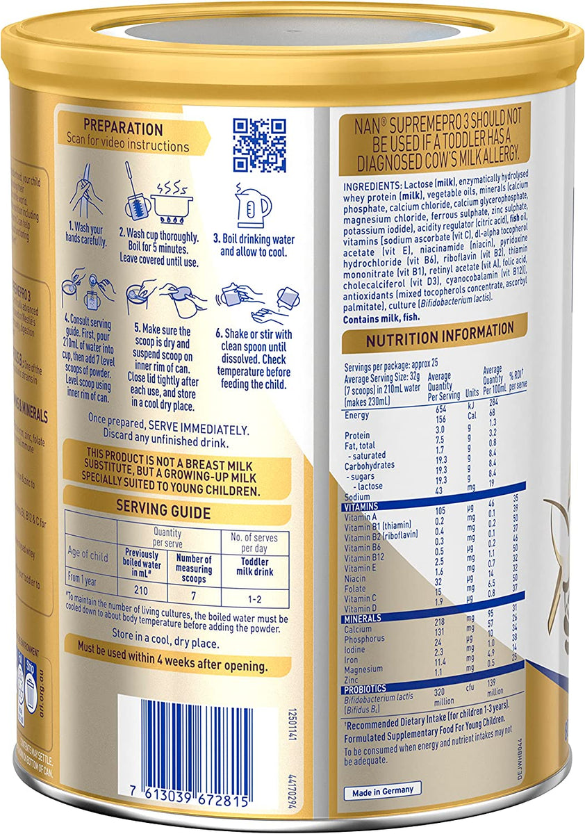 Nestlé NAN Supremepro 3, Premium Toddler 1+ Years Milk Drink Powder ...