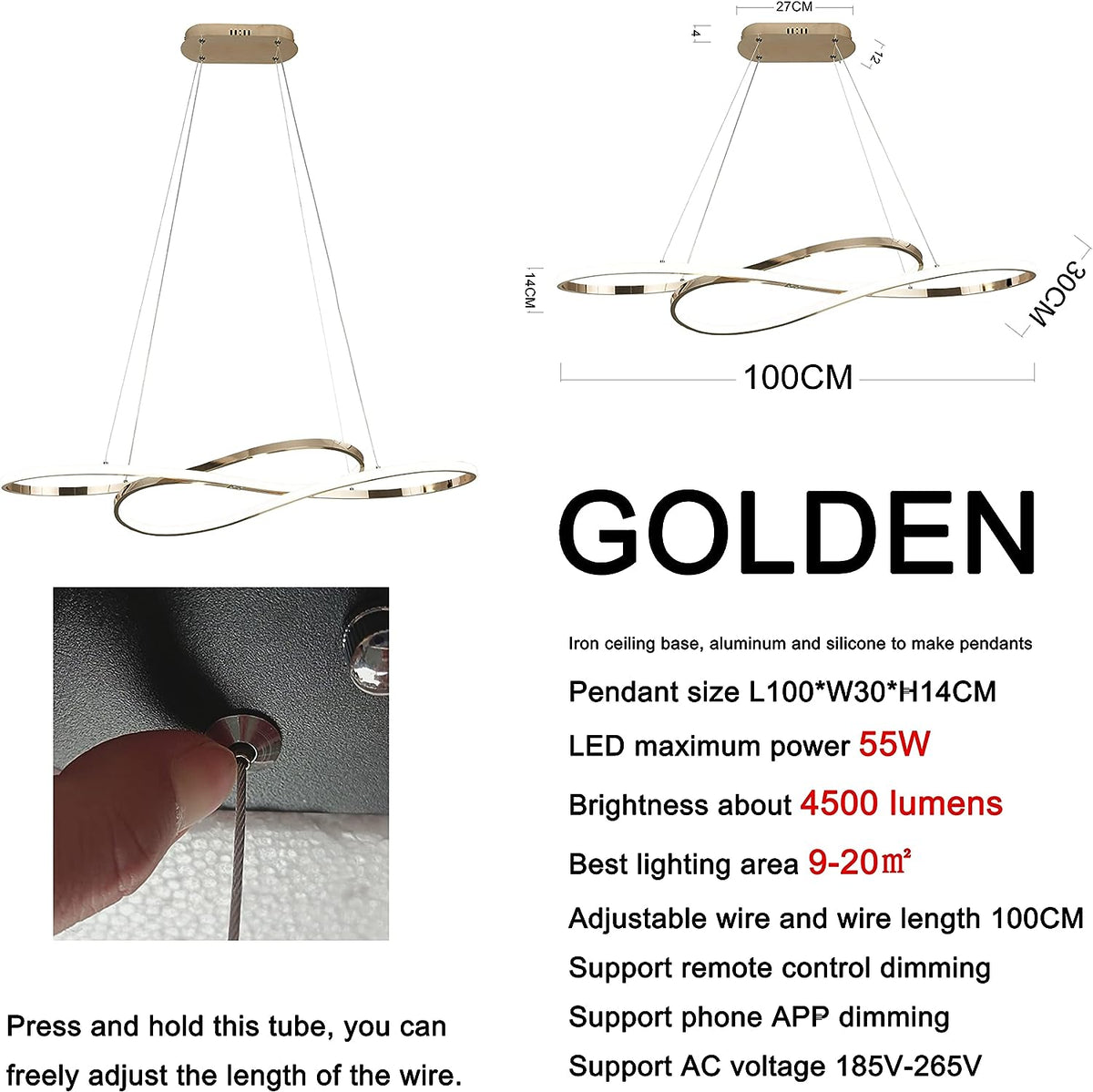 Modern LED Pendant Light Island Pendant Lamp Dimmable with Remote Cont ...